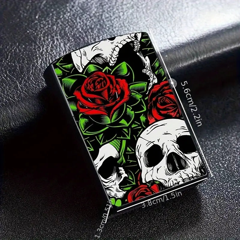 Rose & Skull Design Refillable Lighter Case - Canvape.com