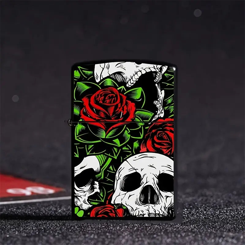 Rose & Skull Design Refillable Lighter Case - Canvape.com