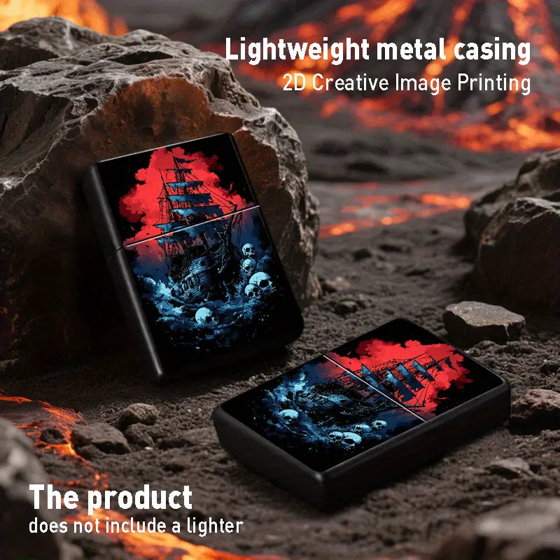 Metal Pirate Ship & Skulls Lighter - Canvape.com
