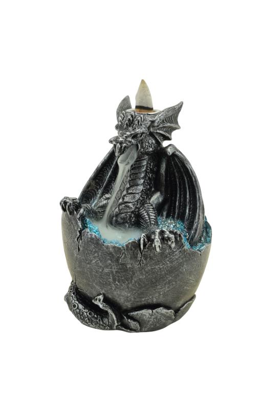 ZenN - Silver Black Dragon w/ LED Backflow Incense Burner - Canvape.com