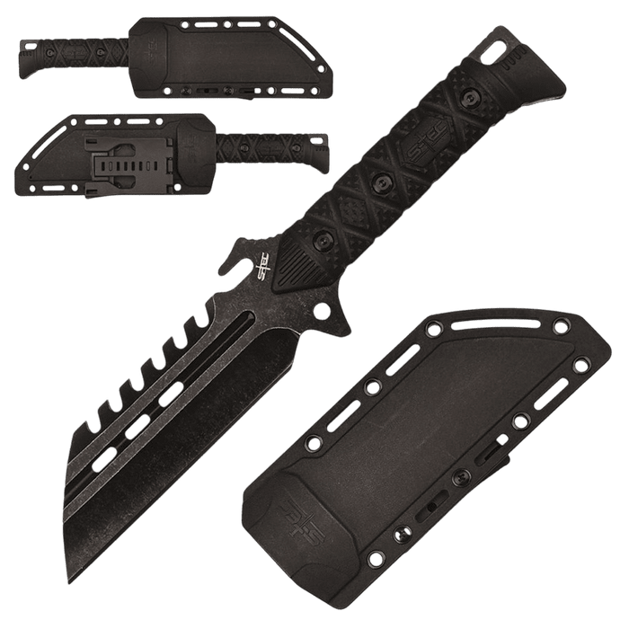 S-TEC - 10.5″ Dark Halo Fixed Blade Full Tang Knife w/ ABS Sheath ...