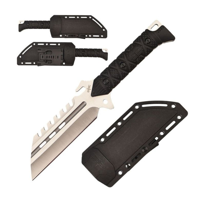 S-TEC - 10.5″ Silver Outrider Fixed Blade Knife w/ ABS Sheath - Canvape.com