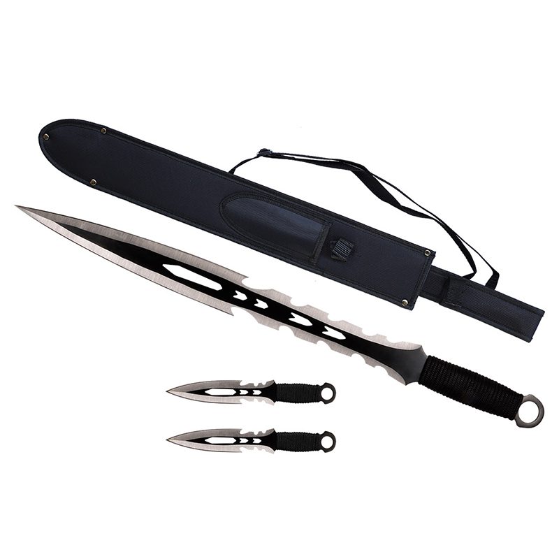 27″ Shadow Vortex Ninja Sword Set w/ Two 8″ Throwing Knives - Canvape.com